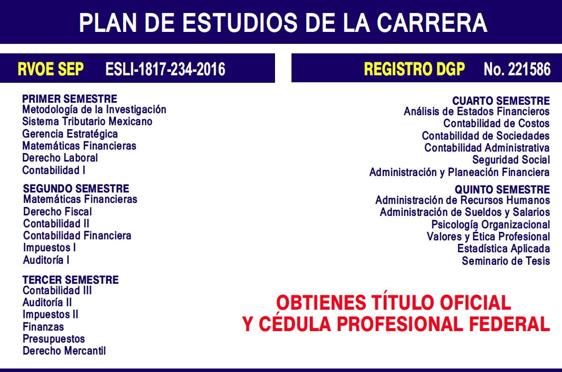 Licenciatura en Contaduría – Universidad de México – UDM